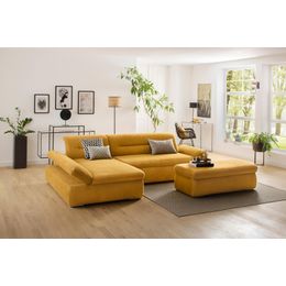 Polsterhocker Home Affaire, B:136cm H:43cm T:64cm, gelb, 95% Polyester, 5% Polyacryl, Hocker, "Avesa", Mit gro&szlig;em Staufach, passend zur Serie
