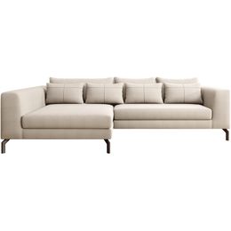 Ecksofa Home Affaire, B:284cm H:82cm T:172cm, beige, 92% Polyester / 8% Nylon, Wohnzimmer, Sofas, "Cross, mit softem Sitz, L-Form, wendbare