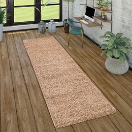 Hochflor-Teppich Paco Home, B:70cm H:34mm L:250cm, beige, Polypropylen (PP), Teppiche, "Sky 250", gewebt, Uni-Farben, intensive Farbbrillanz, auch