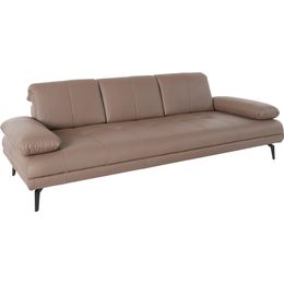 3-Sitzer Home Affaire, B:251cm H:83cm T:107cm, grau, Struktur weich (100% Polyester);Struktur grob (100% Polyester);100% NaturLEDER, Sofas,