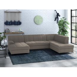Wohnlandschaft Home Affaire, B:297cm H:75cm T:195cm, grau, 100% Polyester, Sofas, "Balme, moderne Formensprache, zeitloses Design, U-Form", Inkl.