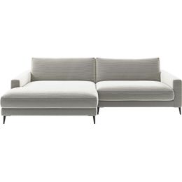 Ecksofa Home Affaire, B:272cm H:84cm T:190cm, silber, 100% Polyester, Wohnzimmer, Sofas, "Downtown, B/T/H: 272/190/84 cm L-Form", weicher Sitzkomfort