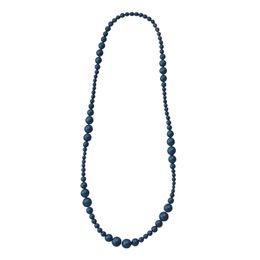 Damen Lange Kette "Ajala", blau, Basic, Collezione Alessandro, Holz, Halsketten, aus Holzperlen in verschiedenen Gr&ouml;&szlig;en