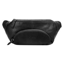 XZONE X-ZONE Damen G&uuml;rteltasche, schwarz, Leder, beschichtet, gl&auml;nzend, Taschen, echt Leder
