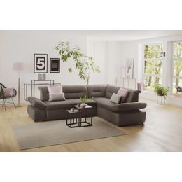 Ecksofa Home Affaire, B:275cm H:80cm T:211cm, braun, 100% Polyester, Wohnzimmer, Sofas, "Avesa L-Form", Wahlweise mit Arm- und Bettfunktion, B/T/H:
