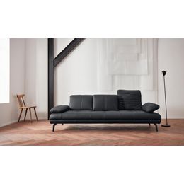 3-Sitzer Home Affaire, B:251cm H:83cm T:107cm, schwarz, Struktur weich (100% Polyester);Struktur grob (100% Polyester);100% NaturLEDER, Sofas,