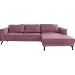 Ecksofa Home Affaire, B:280cm H:85cm T:167cm, rosa, Wohnzimmer, Sofas, "Lumber Jack, elegant und bequem, Breite 280, hoher Fu&szlig;, L-Form", in moderner