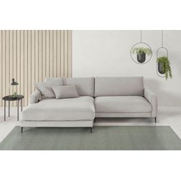 Ecksofa Home Affaire, B:272cm H:84cm T:190cm, silber, 95% Polyester, 5% Nylon, Wohnzimmer, Sofas, "Downtown, B/T/H: 272/190/84 cm L-Form", weicher