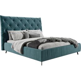 Polsterbett Home Affaire, B:196cm H:143cm L:254cm, blau, 100% Polyester, Betten, "Maxime, in 4 Breiten bis 200cm, auch in Leder", Kopfteilh&ouml;he 143