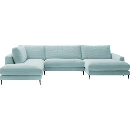 Wohnlandschaft Home Affaire, B:341cm H:84cm T:223cm, blau, 88% Polyester, 12% Polyacryl, Sofas, "Downtown XXL B/T/H: 341/223/84 cm Loungemöbel zum