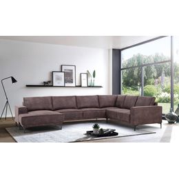Wohnlandschaft OTTO HOME, B:342cm H:85cm T:260cm, braun, 100% Polyester, Sofas, "OLAND U-Form, XXL, B: 342 cm, Skandi-Design", Skandi-Design in