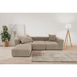 Ecksofa Home Affaire, B:301cm H:69cm T:193cm, braun, 100% Polyester, Wohnzimmer, Sofas, "Gerrid L-Form", Cord-Bezug, Modulsofa, bestehend aus Eck-