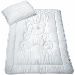 Mesana Jungen Kinderbettdecke + Kopfkissen "B&auml;r, 2-tlg", wei&szlig;, Bezug: 100% Polyester. F&uuml;llung: 100% Polyester, Bettwaren-Sets, Decke mit Kissen,