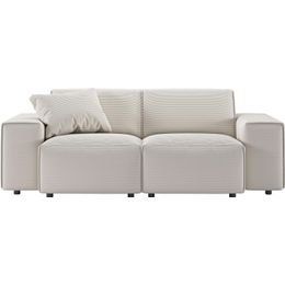 2-Sitzer Home Affaire, B:194cm H:71cm T:101cm, wei&szlig;, 12% Polyaxryl, 88% Polyester, Sofas, "Glimminge auch in Breitcord + Feincord + Easy care-Bezug",