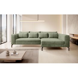 Ecksofa Home Affaire, B:284cm H:82cm T:172cm, gr&uuml;n, 88% PES; 12% Nylon, Wohnzimmer, Sofas, "Cross, mit softem Sitz, L-Form, wendbare Zierkissen,