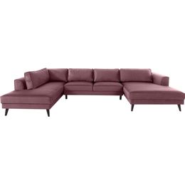 Wohnlandschaft Home Affaire, B:354cm H:85cm T:201cm, rosa, Sofas, "Lumber Jack, viel Platz, bequem, Breite 354cm, hoher Fu&szlig;, U-Form", in moderner