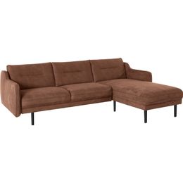 Ecksofa Home Affaire, B:239cm H:81cm T:166cm, braun, Struktur weich (100% Polyester);Luxus-Microfaser Lederoptik (100% Polyester);100% NaturLEDER,