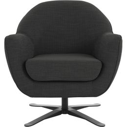 Drehsessel Home Affaire, B:83cm H:85cm T:80cm, schwarz, 100% Polyester, Wohnzimmer, Sessel, "Stavre, Loungesessel mit Drehfunktion", in moderner