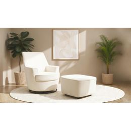 Drehsessel Home Affaire, B:78cm H:93cm T:88cm, beige, 100% Polyester, Sessel, "HETTY, Drehsessel mit Wippfunktion und Hocker; Lesesessel, Armsessel",