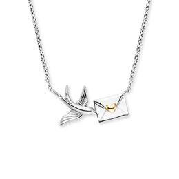 Engelsrufer Damen Kette mit Anh&auml;nger "Schmuck Geschenk Schwalbe und Liebespost", Silber 925 (Sterlingsilber), L: 44 B: 1,33mm, gold, Silber 925