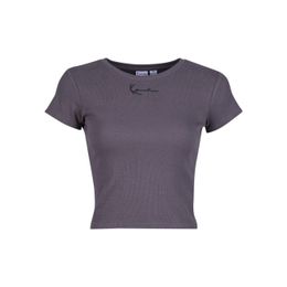 Karl Kani Damen Langarmhemd "Karl Kani Damen KW233-032-2 KK Small Signature Tight Rib Tee"anthrazit, Gr. S, unifarben, 97% Baumwolle, 3% Elasthan,