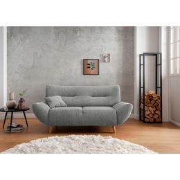 2-Sitzer Home Affaire, B:173cm H:81cm T:90cm, grau, 100% Polyester, Sofas, "Drago", frei im Raum stellbar, inkl. 1 Zierkissen