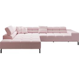 Ecksofa Home Affaire, B:321cm T:216cm, rosa, 100% Polyester, Wohnzimmer, Sofas, "Ancona New, wahlweise motorische Sitztiefenverstellung, auch in