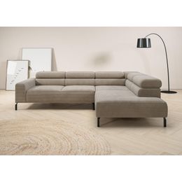 Ecksofa Home Affaire, B:276cm H:71cm T:219cm, grau, 95% Polyester, 5% Nylon, Wohnzimmer, Sofas, "Antonelli, L-Form, inkl. Kopfteilverstellung, Breite