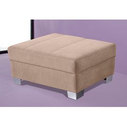 Hocker Home Affaire, B:85cm H:40cm T:61cm, beige, Primabelle-Microfaser aus 100% Polyester;NaturLEDER, das handschuhweiche Rindsleder in Sitz und