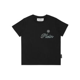 Philipp Plein Jungen T-Shirt "T-Shirt Rundhalsausschnitt Ss"0222, schwarz, turquoise, Gr. 6, Obermaterial: 100% Baumwolle, Shirts