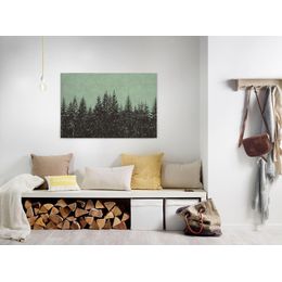 A.S. Cr&eacute;ation Leinwandbild A.S. CR&Eacute;ATION, B:90cm H:60cm, gr&uuml;n, Holz, Stahl, Wohnzimmer, Bilder, "black forest", Wald Bild Keilrahmen Leinwand-Bild Wohnzimmer