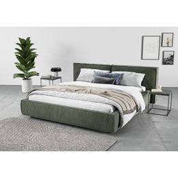 Polsterbett Home Affaire, B:242cm H:91cm L:250cm, grün, 95% Polyester;5% Nylon, Betten, "Adrina mit Biesenoptik, Feincord und Luxus-Microfaser", bis