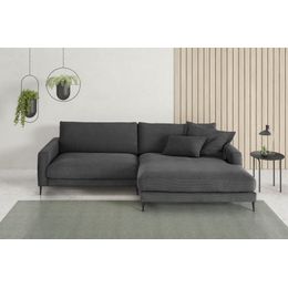 Ecksofa Home Affaire, B:272cm H:84cm T:190cm, grau, 95% Polyester, 5% Nylon, Wohnzimmer, Sofas, "Downtown, B/T/H: 272/190/84 cm L-Form", weicher