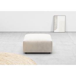 Hocker Home Affaire, H:71cm T:80cm, wei&szlig;, 95% Polyester, 5% Nylon, Wohnzimmer, Hocker, "Glimminge auch in Breitcord, Feincord und Easy care-Bezug",