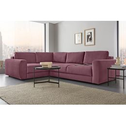 Ecksofa Home Affaire, B:209cm H:84cm T:289cm, rosa, 100% Polyester, Wohnzimmer, Sofas, "Bloomfield, Mega Polsterecke, Breite 289cm, viel Platz,