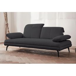 2-Sitzer Home Affaire, B:212cm H:83cm T:107cm, grau, Struktur weich (100% Polyester);Struktur grob (100% Polyester);100% NaturLEDER, Sofas,