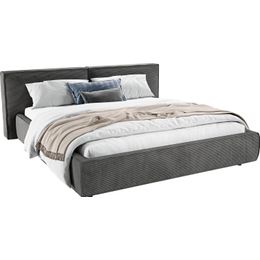 Polsterbett Home Affaire, B:182cm H:91cm L:250cm, grau, 95% Polyester;5% Nylon, Betten, "Adrina mit Biesenoptik, Feincord und Luxus-Microfaser", bis
