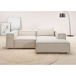 Ecksofa Home Affaire, B:246cm H:68cm T:171cm, beige, 94% Polyester, 6% Nylon, Wohnzimmer, Sofas, "Watertown, kompakte L-Form, 246 cm breite f&uuml;r