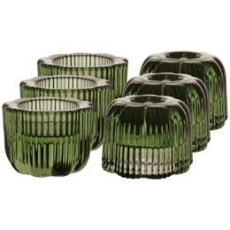 Villeroy & Boch VILLEROY & BOCH Kerzenhalter "2in1-Kerzenst&auml;nder Fleur &oslash; 6,3 cm 6er Set gr&uuml;n", gr&uuml;n, Kerzenhalter