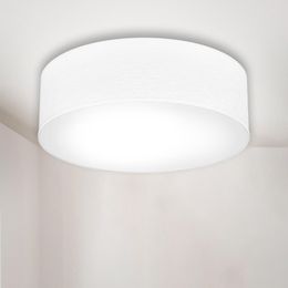 B.K.LICHT Deckenleuchte, 1, Ø 30cm H: 10cm, weiß, Wohnzimmer, Leuchten, Deckenlampe, Textilschirm, Wohnzimmer, Schlafzimmer, weiß, E27
