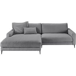 Ecksofa Home Affaire, B:272cm H:84cm T:190cm, grau, 96% Polyester, 4% Polyacry, Wohnzimmer, Sofas, "Downtown, B/T/H: 272/190/84 cm L-Form", weicher