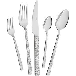 MULEX Besteck-Set "Besteck Siena, mit feiner Hammerschlag-Struktur", 30 Stk., silber, Essbesteck-Sets, elegantes Besteck mit beeindruckend schöner