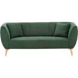 3-Sitzer Home Affaire, B:208cm H:83cm T:88cm, gr&uuml;n, 100% Polyester, Sofas, zwei verschiedene Fu&szlig;farben w&auml;hlbar