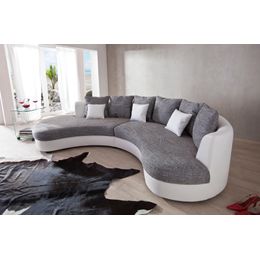 Ecksofa Home Affaire, B:287cm H:76cm T:160cm, grau, 100% PU (Kunstleder)/90% Polyester, 10% Acrylic, Wohnzimmer, Sofas, "Limoncello organische