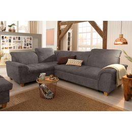 Ecksofa Home Affaire, B:275cm H:81cm T:214cm, grau, Luxus-Microfaser Lederoptik (100% Polyester);Microfaser PRIMABELLE (100% Polyester);Feinstruktur