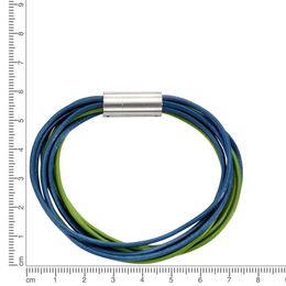 ZEEme Damen Armband "Leder 9-reihig t&uuml;rkis mit Magnetverschlu&szlig; aus Stahl 19cm lang", 19cm, Edelstahl, blau, Edelstahl, Armb&auml;nder