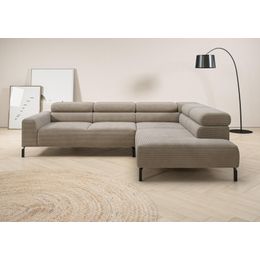 Ecksofa Home Affaire, B:276cm H:71cm T:219cm, grau, 95% Polyester, 5% Nylon, Wohnzimmer, Sofas, "Antonelli, L-Form, inkl. Kopfteilverstellung, Breite