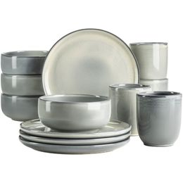 Mäser MÄSER Frühstücks-Geschirrset "LIVIO, Frühstücks Set, Steinzeug", 12 Stk., grün, Geschirr-Sets, Geschirr-Set, Service