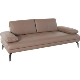 2-Sitzer Home Affaire, B:212cm H:83cm T:107cm, grau, Struktur weich (100% Polyester);Struktur grob (100% Polyester);100% NaturLEDER, Sofas,