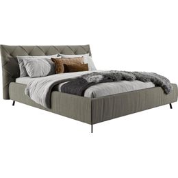Polsterbett Home Affaire, B:236cm H:143cm L:254cm, grau, 100% Polyester, Betten, "Elloree, in 4 Breiten bis 200cm, auch in Leder", Kopfteilhöhe 105